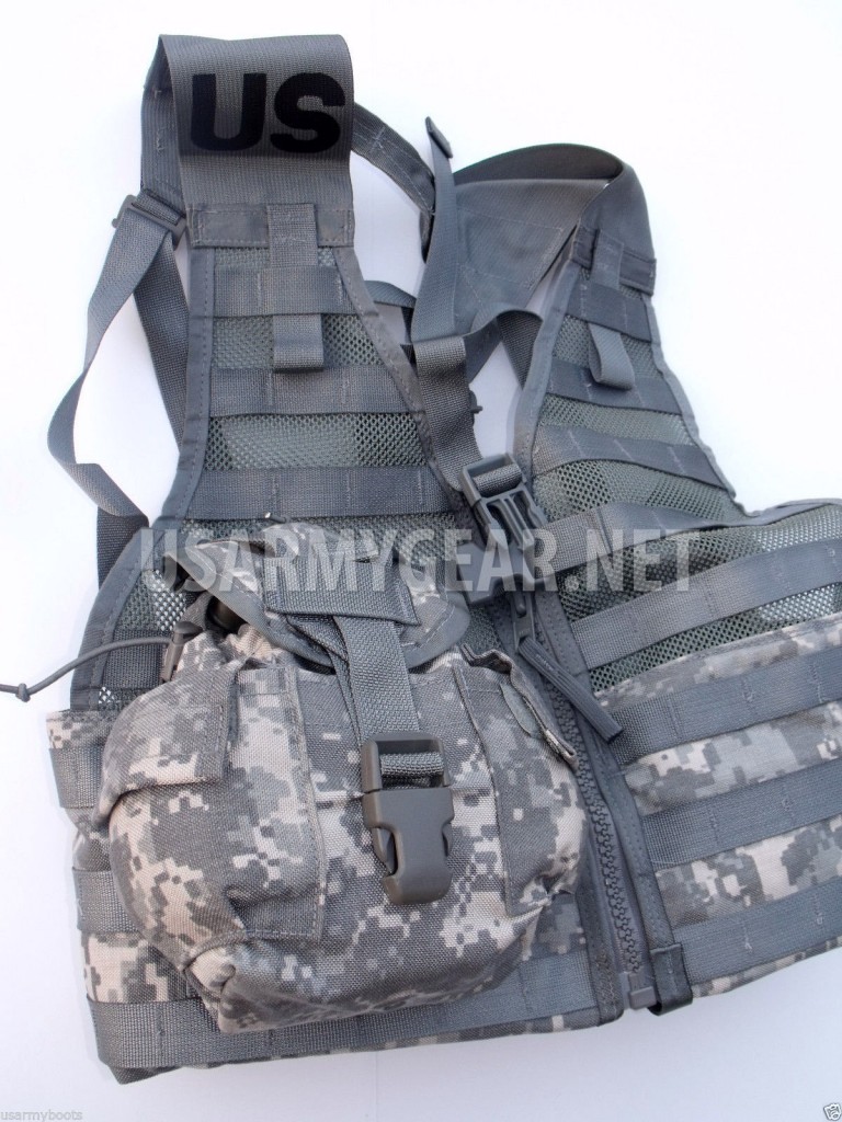 NEW ACU MOLLE II Fighting Load Carrier VEST + 2 Canteens with Cover ...