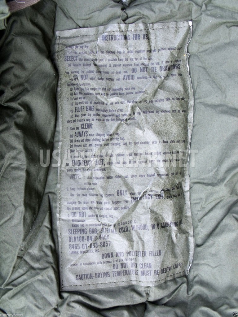 Made in USA SUBZERO Extreme Cold Weather Sleeping Bag w. Hood – US Army ...