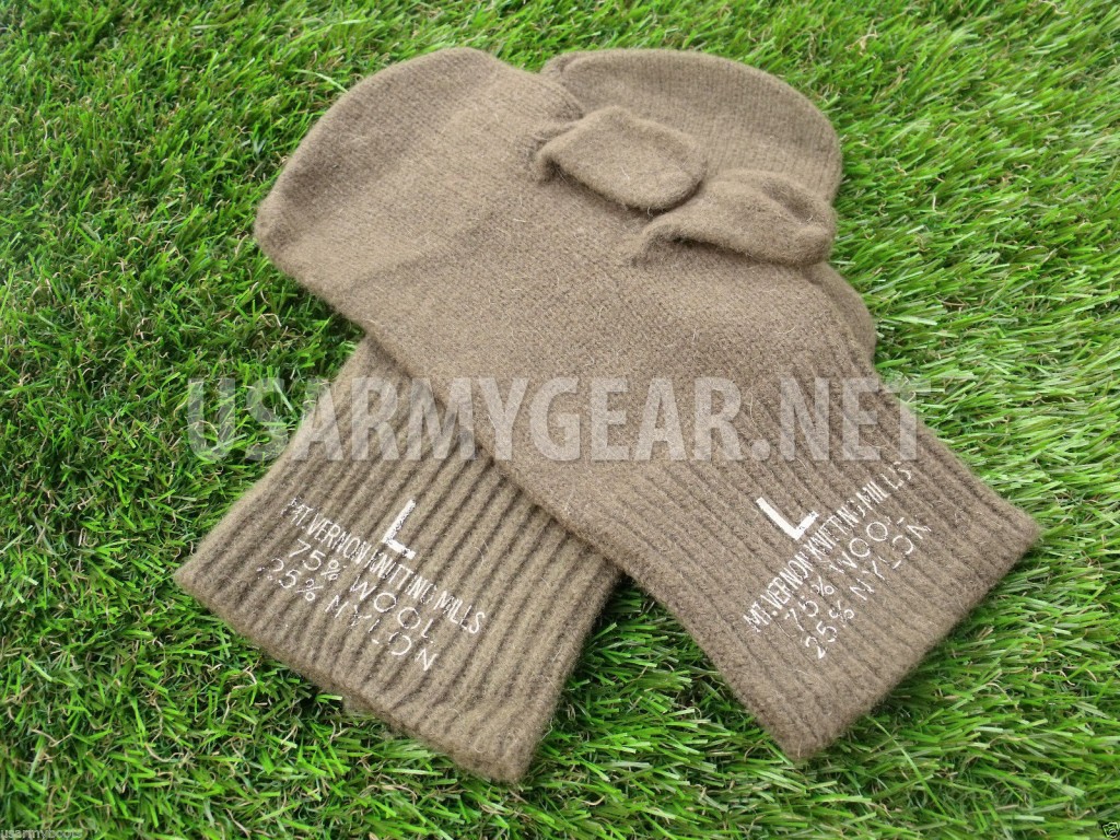 US Army Military Old School OD Wool Trigger Finger Mitten Liners Sniper ...