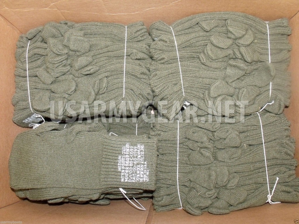 New US Army 1 Pair of Wool Trigger Finger Mitten Insert Gloves Liner ...