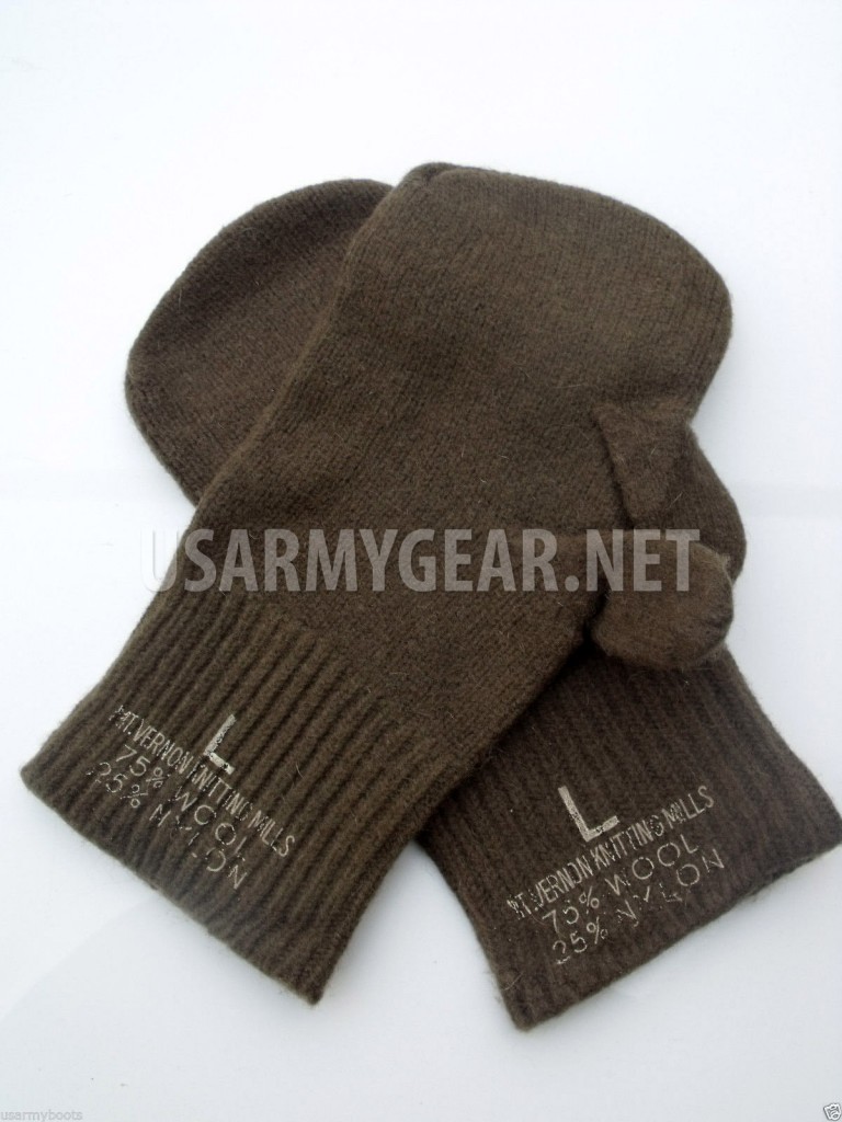 US Army Military Old School OD Wool Trigger Finger Mitten Liners Sniper ...