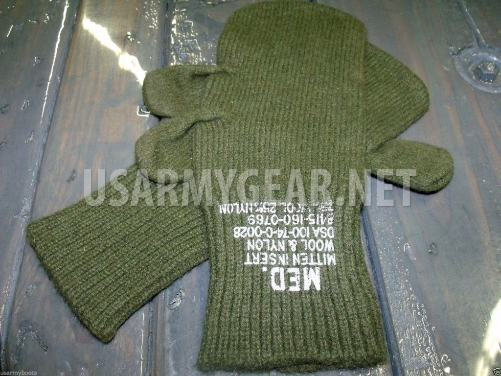 New US Army 1 Pair of Wool Trigger Finger Mitten Insert Gloves Liner ...