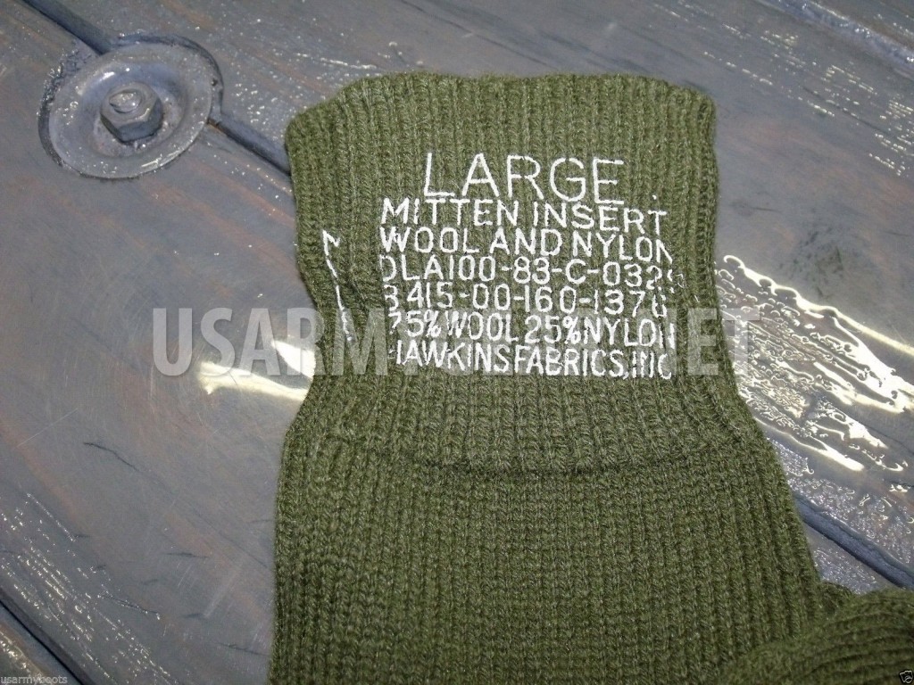 New Warm US Army Wool Trigger Finger Mitten Inserts, OD Liner, Gloves ...
