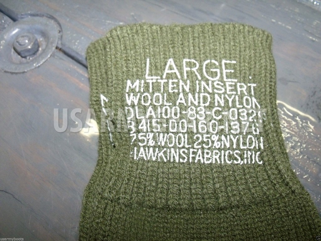 2 Pair New US Army Military OD Wool Trigger Finger Mitten Liner, Gloves ...
