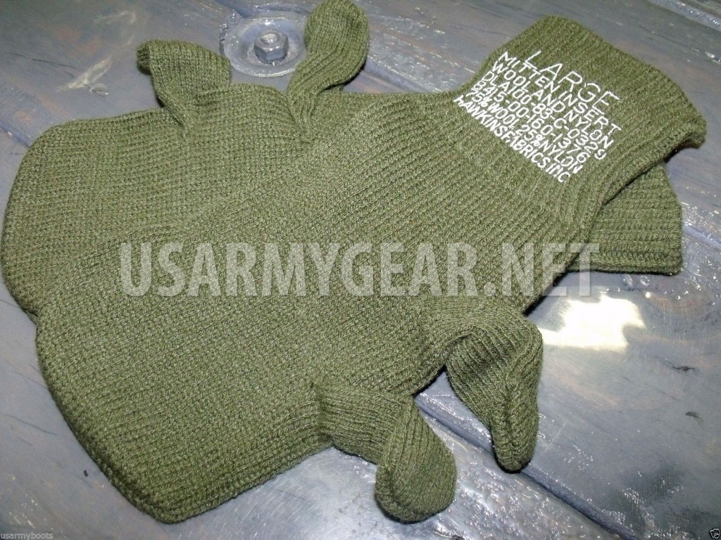 New US Army 1 Pair of Wool Trigger Finger Mitten Insert Gloves Liner ...